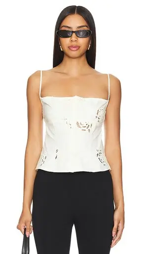 WeWoreWhat Ruched Cup Button Tank In Ivory