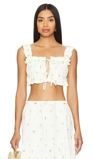WeWoreWhat Double Tie Top - Antique White Multi