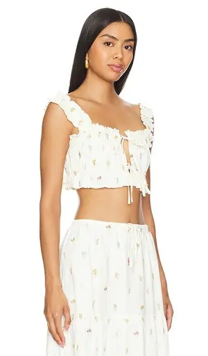 WeWoreWhat Double Tie Top - Antique White Multi
