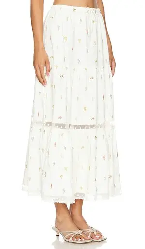 WeWoreWhat Midi Pull On Skirt - Antique White Multi