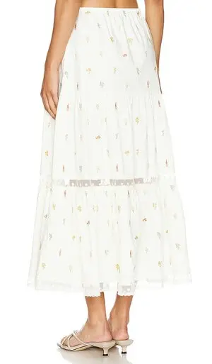 WeWoreWhat Midi Pull On Skirt - Antique White Multi