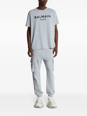 Balmain Logo-print Cotton Cargo Track Pants - Grey