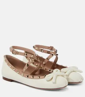 Valentino Garavani Rockstud Leather Ballet Flats - Pink