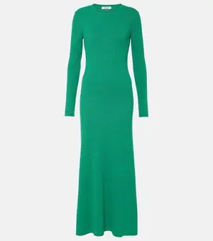 Valentino Garavani Ribbed-knit Silk Bouclé Midi Dress