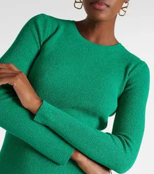 Valentino Garavani Ribbed-knit Silk Bouclé Midi Dress
