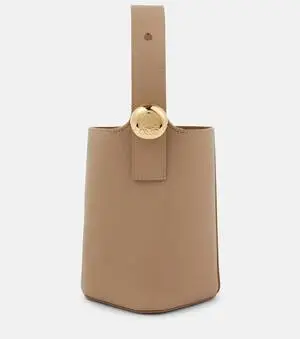 Loewe Pebble Mini Leather Bucket Bag - Beige