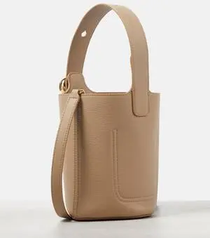 Loewe Pebble Mini Leather Bucket Bag - Beige
