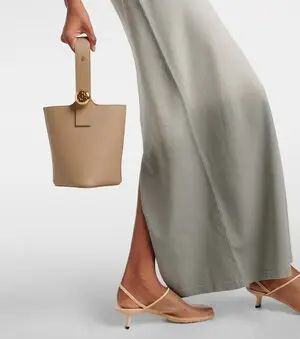 Loewe Pebble Mini Leather Bucket Bag - Beige