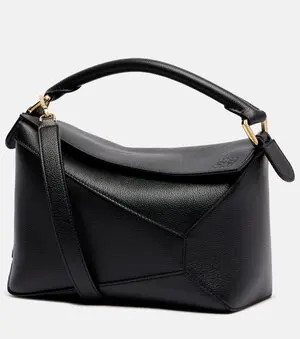 Loewe Puzzle Small Leather Shoulder Bag - Black