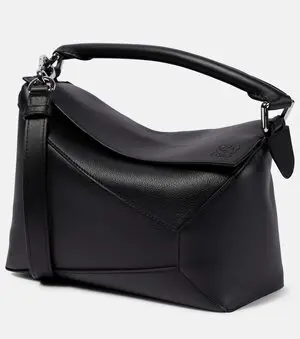 Loewe Puzzle Small Leather Shoulder Bag - Black