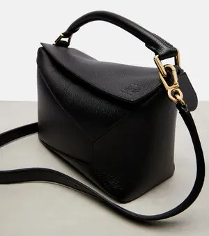 Loewe Puzzle Small Leather Shoulder Bag - Black