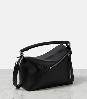 Loewe Puzzle Small Leather Shoulder Bag - Black