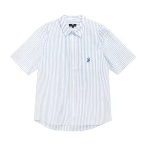 StüSsy Boxy Striped Shirt - Blue | Editorialist