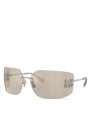 Miu Miu 80mm Metal Shield Sunglasses - Silver/gray Mirrored Solid