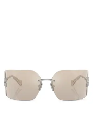 Miu Miu 80mm Metal Shield Sunglasses - Silver/gray Mirrored Solid