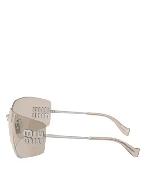 Miu Miu 80mm Metal Shield Sunglasses - Silver/gray Mirrored Solid