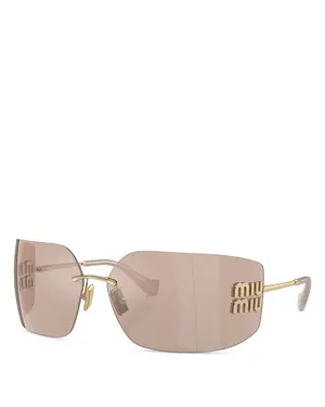 Miu Miu 80mm Metal Shield Sunglasses - Tan Mirrored Solid