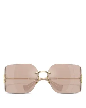 Miu Miu 80mm Metal Shield Sunglasses - Tan Mirrored Solid
