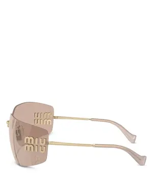 Miu Miu 80mm Metal Shield Sunglasses - Tan Mirrored Solid