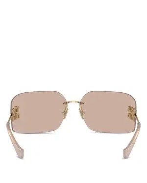 Miu Miu 80mm Metal Shield Sunglasses - Tan Mirrored Solid