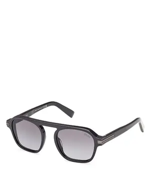 Zegna 51mm Round Frame Sunglasses - Black/gray Gradient