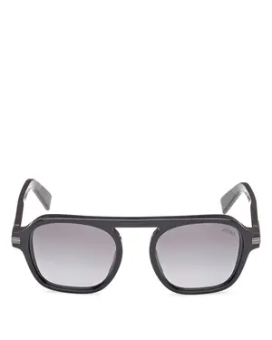 Zegna 51mm Round Frame Sunglasses - Black/gray Gradient
