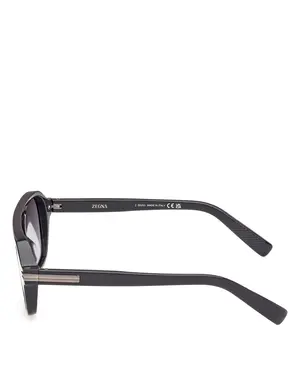 Zegna 51mm Round Frame Sunglasses - Black/gray Gradient