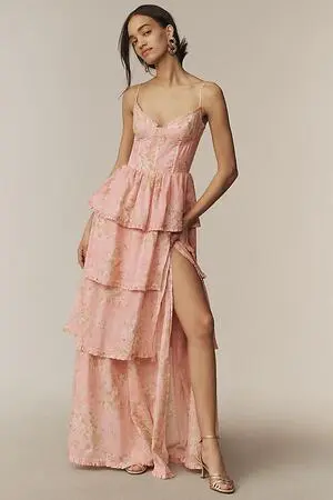 V. CHAPMAN Caterina Corset Ruffle Dress
