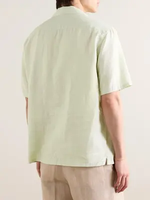 Zegna Camp-collar Oasi Linen Shirt - Green