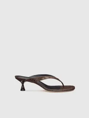 REFORMATION Sophie Heeled Croc-effect Sandals - Brown