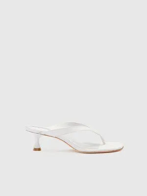 REFORMATION Sophie Heeled Croc-Effect Sandals Ivory