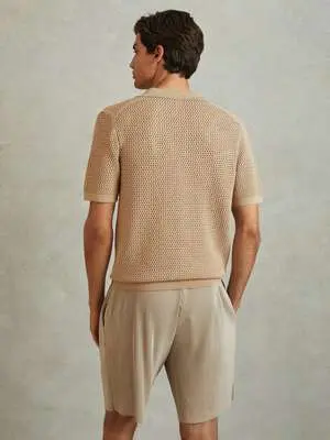 REISS Fargo Knitted Cuban Collar Polo Shirt