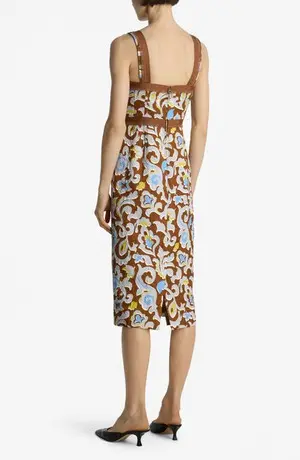 St. John Paisley Print Matelassé Dress