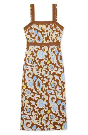 St. John Paisley Print Matelassé Dress