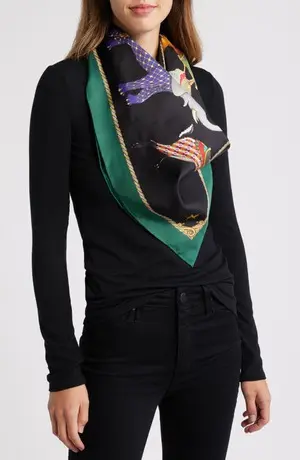 Echo The Menagerie Silk Square Scarf - Black