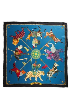 Echo The Menagerie Silk Square Scarf - Blue Depths