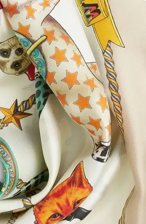 Echo The Menagerie Silk Square Scarf - Cream