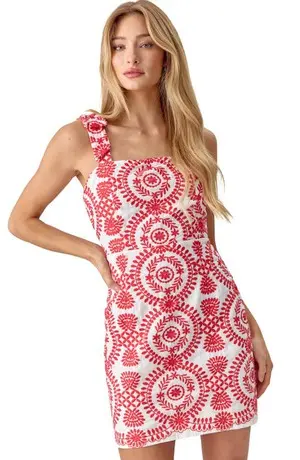 Adelyn Rae Carrie Embroidered Mini Dress