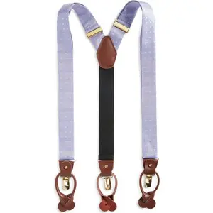 CLIFTON WILSON Polka Dot Silk Suspenders - Periwinkle
