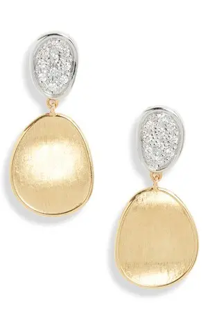 Marco Bicego Lunaria Pavé Diamond Disc Drop Earrings - Yellow/white Gold