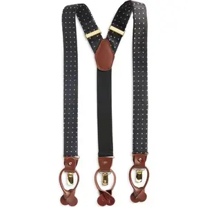 CLIFTON WILSON Polka Dot Silk Suspenders - Black