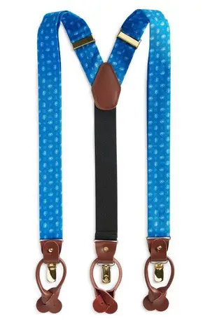 CLIFTON WILSON Printed Silk Suspenders - Royal Blue