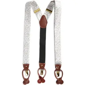 CLIFTON WILSON Floral Silk Suspenders - White