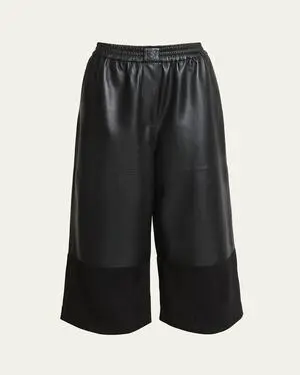 Loewe Cropped Leather And Suede Trousers
