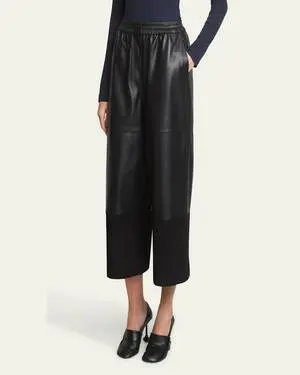 Loewe Cropped Leather And Suede Trousers