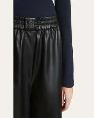 Loewe Cropped Leather And Suede Trousers