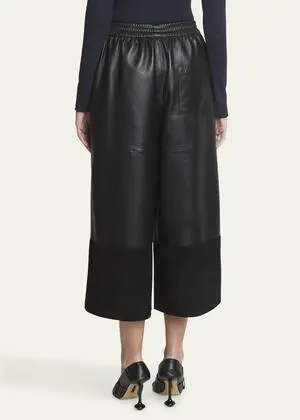 Loewe Cropped Leather And Suede Trousers