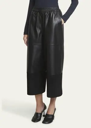 Loewe Cropped Leather And Suede Trousers