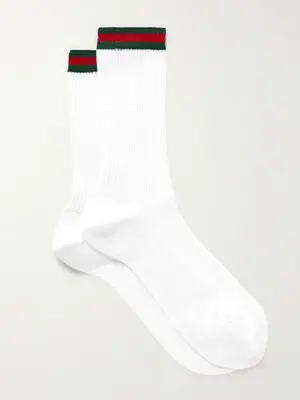 Gucci Ribbed Cotton-blend Socks - White