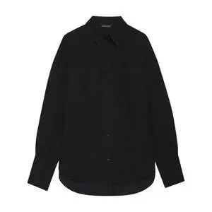 ANINE BING Striped Cotton Shirt - Black